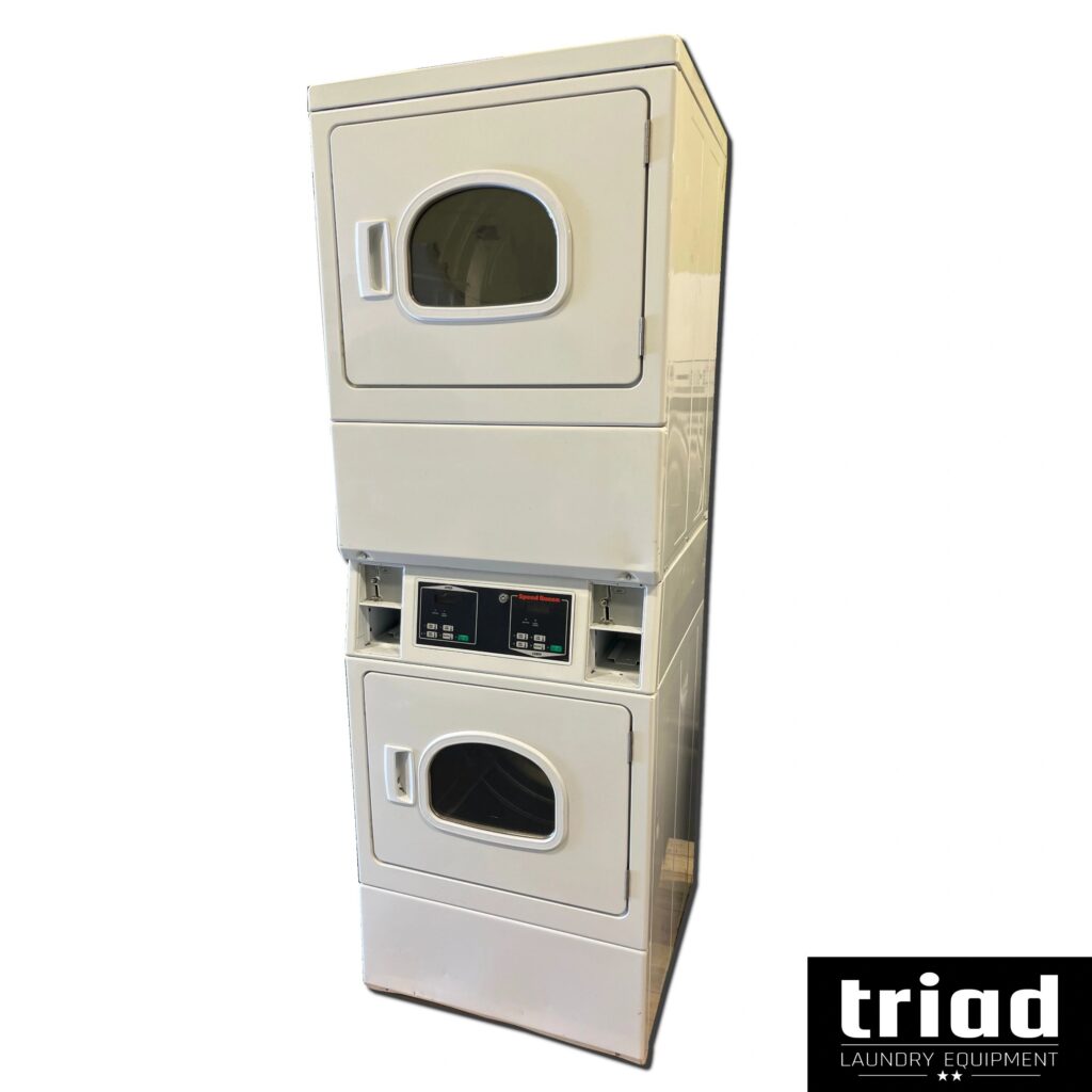 2015 Speed Queen Stack White Coin Op Gas Dryer 1 Phase - Triad Laundry